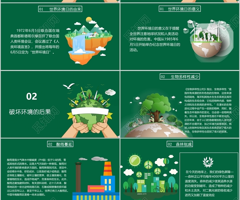 绿色世界地球日地球的事我们的事保护地球爱护环境PPT模板下载 觅知网